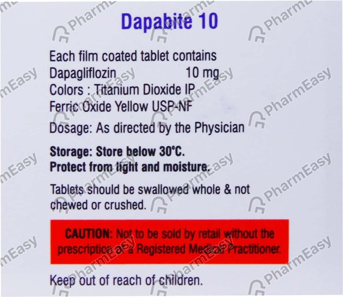 Dapabite 10 MG Tablet (10): Uses, Side Effects, Price & Dosage | PharmEasy
