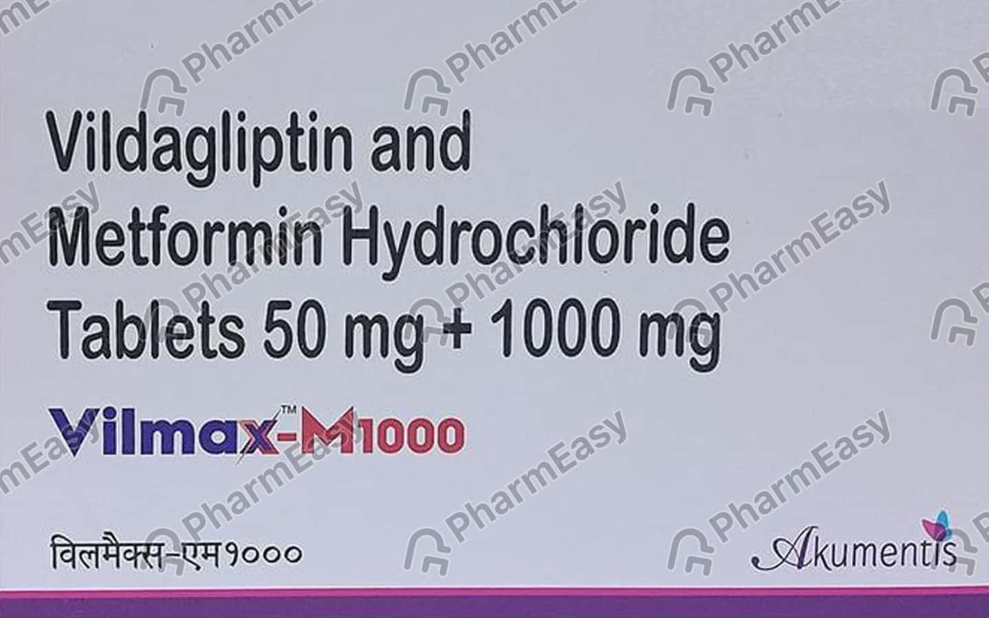 Vilmax M 1000mg Strip Of 10 Tablets: Uses, Side Effects, Price & Dosage ...