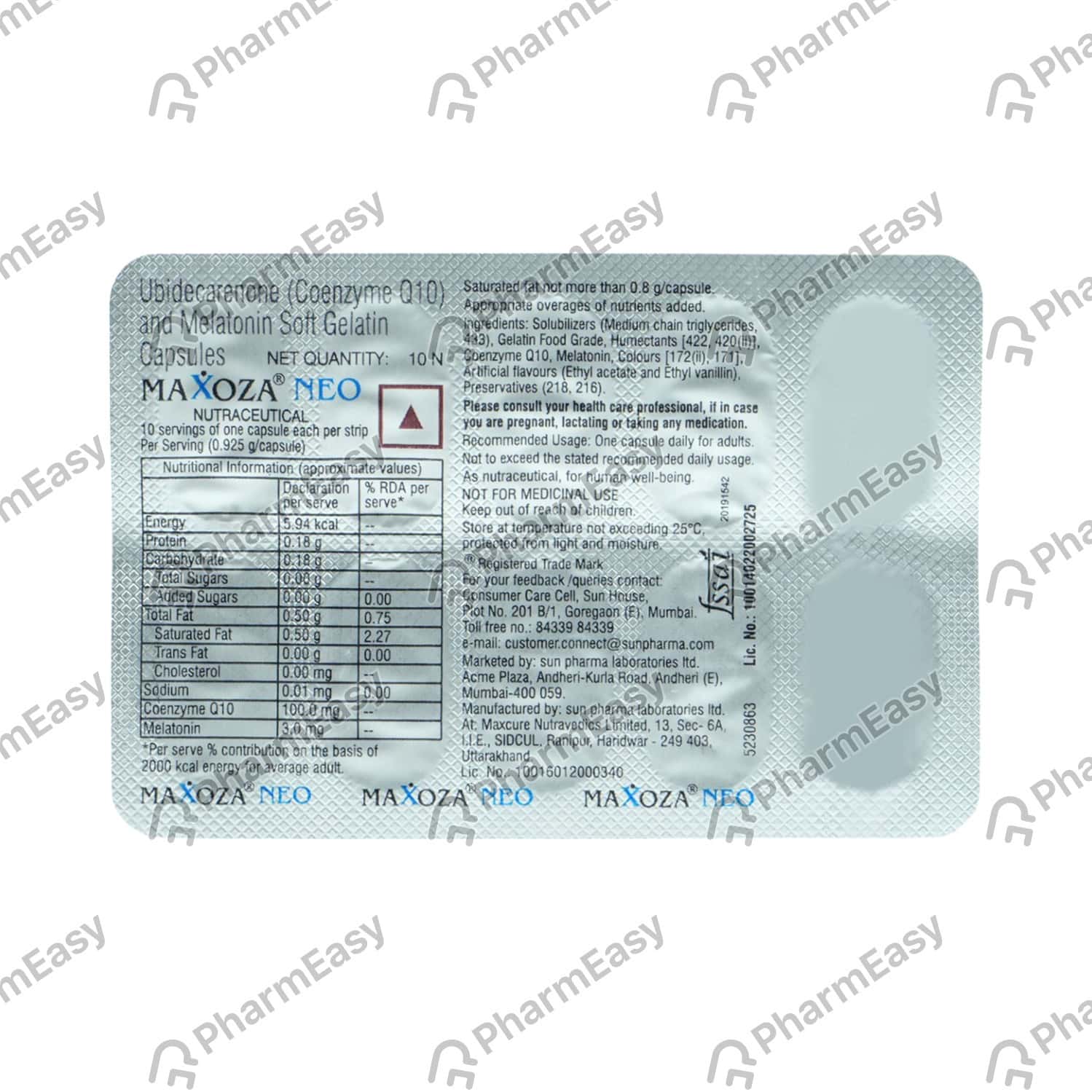 Buy Maxoza Neo Strip Of 10 Capsules Online & Save Up to 24% at PharmEasy