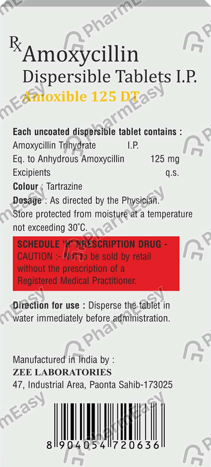 Buy Amoxible 125 MG Tablet (10) Online at Flat 15% OFF | PharmEasy