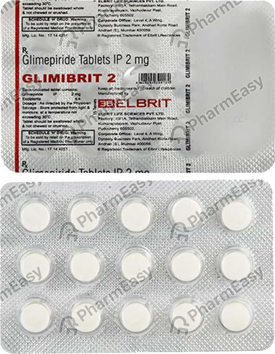 Glimibrit 2 MG Tablet (15): Uses, Side Effects, Price & Dosage | PharmEasy