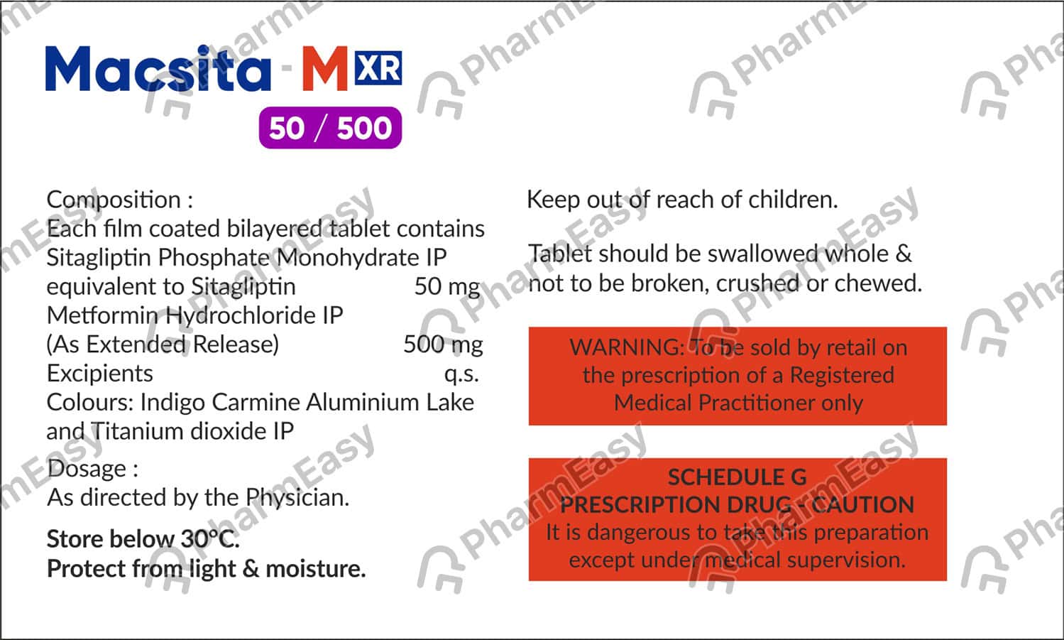 Macsita M Xr 50/500mg Strip Of 10 Tablets: Uses, Side Effects, Price ...