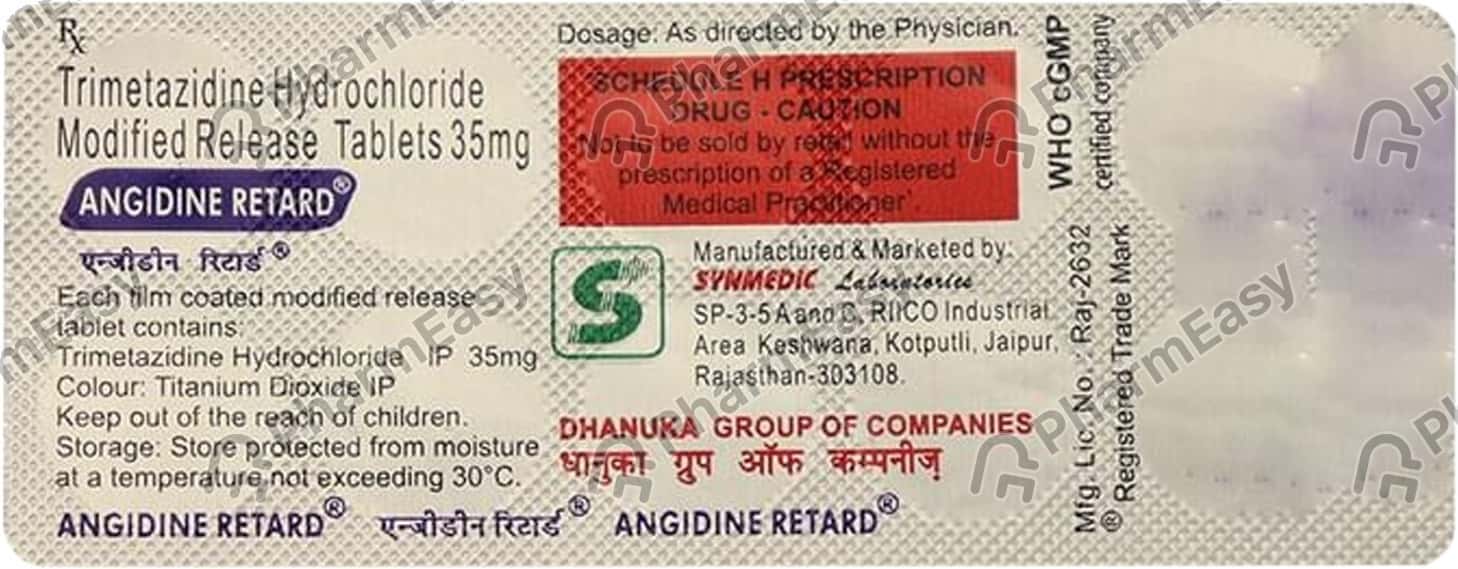 Angidine Retard 35 MG Tablet (10): Uses, Side Effects, Price & Dosage ...