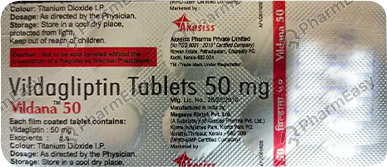 Vildana 50 MG Tablet (10): Uses, Side Effects, Price & Dosage | PharmEasy