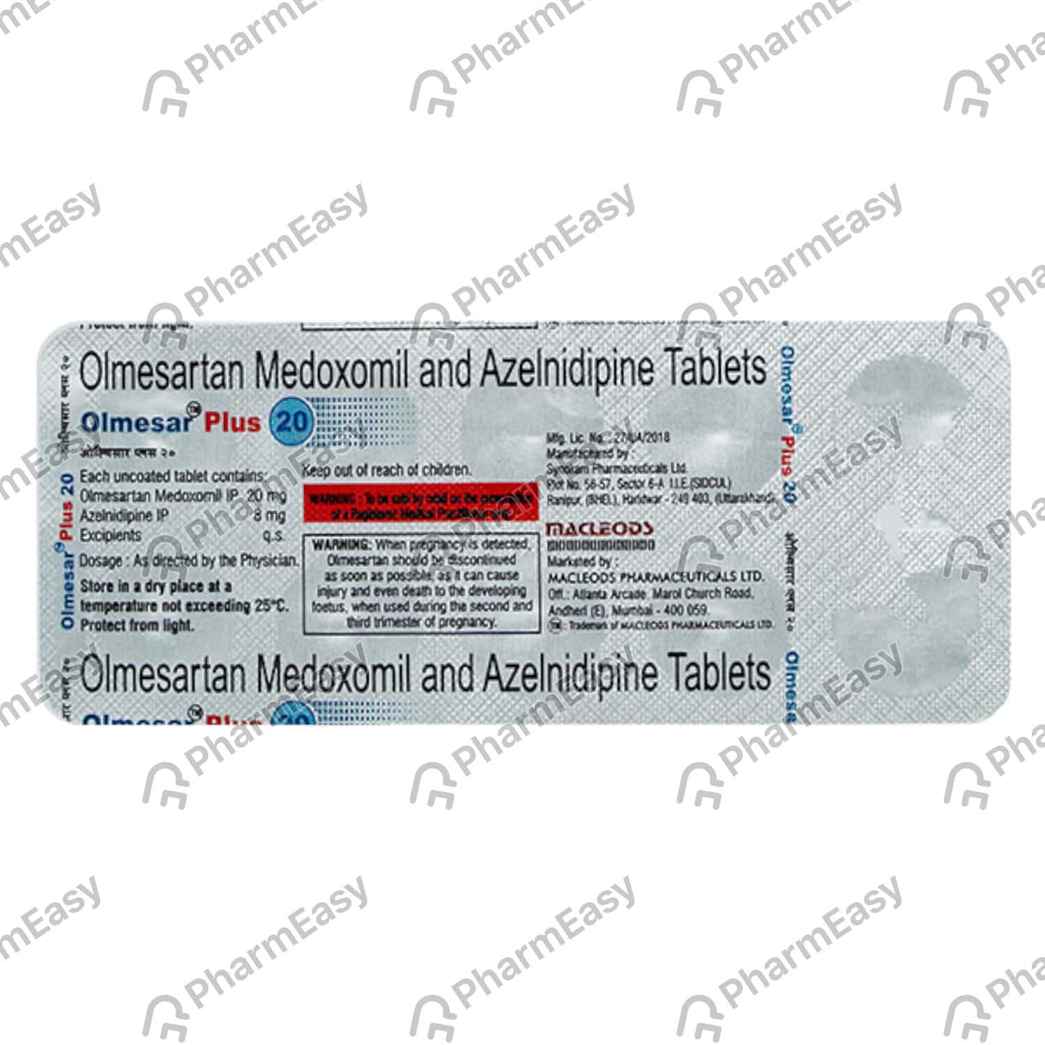 Buy Olmesar Plus 20mg Strip Of 10 Tablets Online at Flat 15% OFF ...