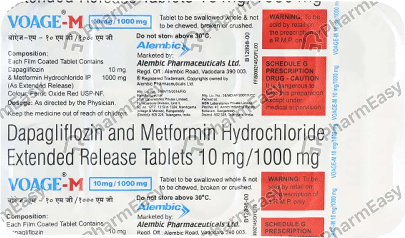 Voage M 10/1000mg Strip Of 10 Tablets: Uses, Side Effects, Price ...