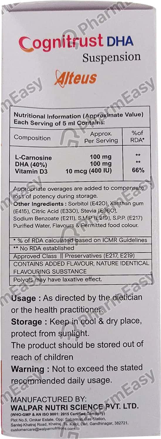 Buy Cognitrust Dha Mango Flavour Sugar Free Bottle Of 200ml Suspension ...
