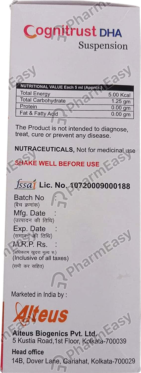 Buy Cognitrust Dha Mango Flavour Sugar Free Bottle Of 200ml Suspension ...