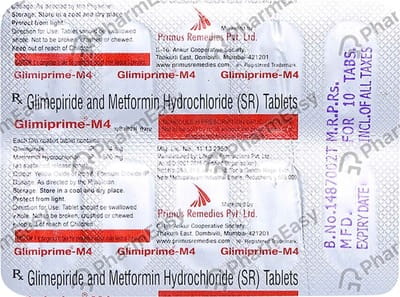 Glimiprime M 4mg Strip Of 15 Tablets: Uses, Side Effects, Price ...