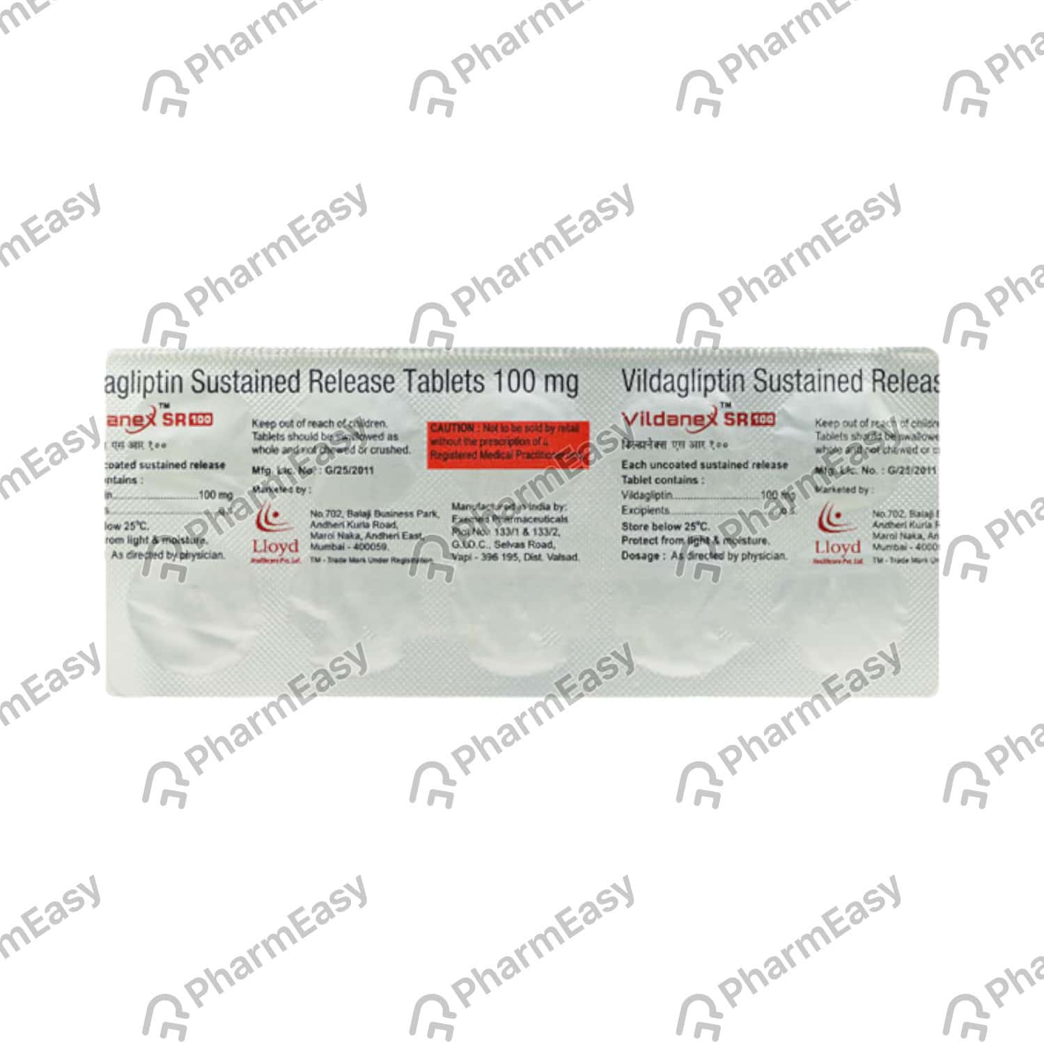 Vildanex Sr 100 MG Tablet (10): Uses, Side Effects, Price & Dosage ...