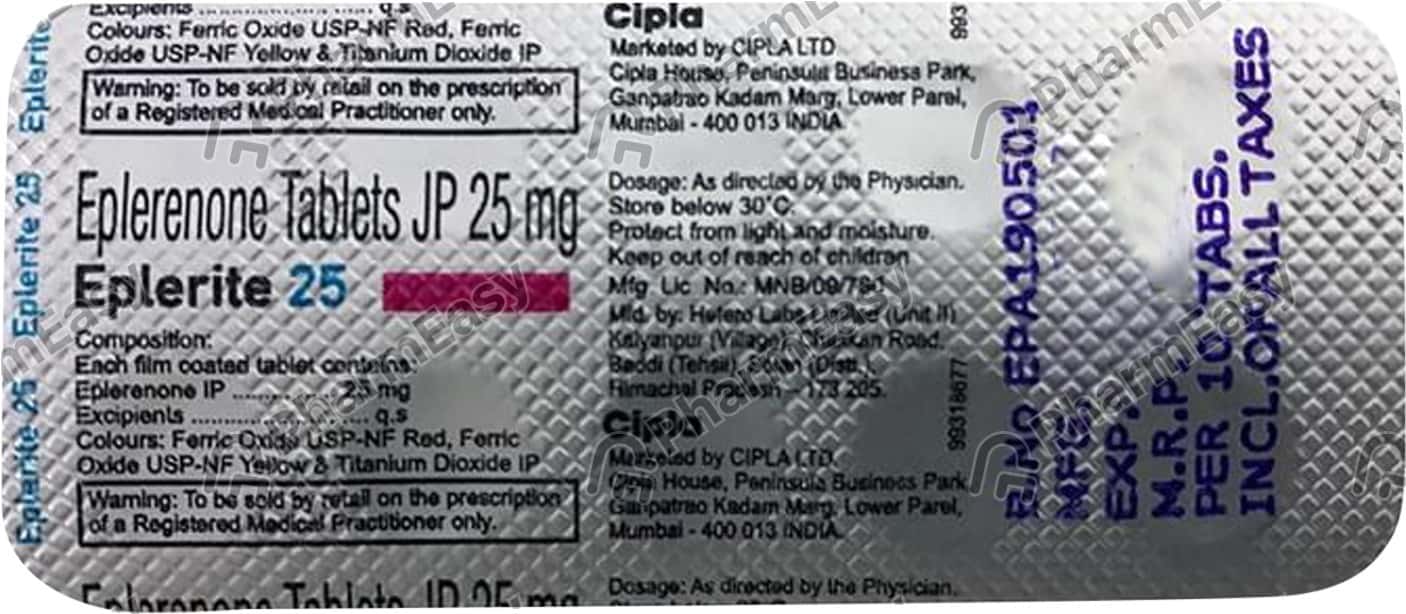 Eplerite 25 MG Tablet (10): Uses, Side Effects, Price & Dosage | PharmEasy