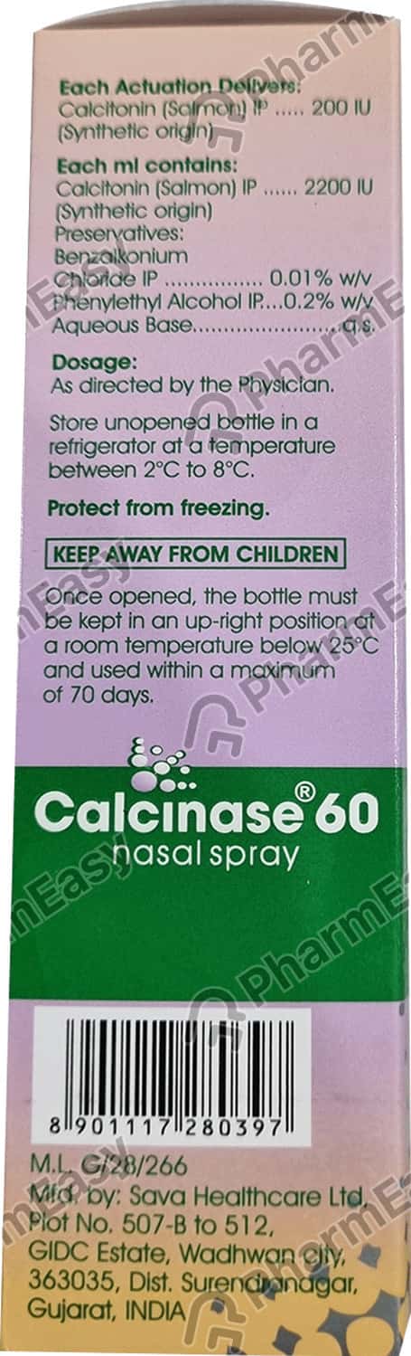 Buy Calcinase 200 IU Nasal Spray (6.85) Online at Flat 15% OFF | PharmEasy