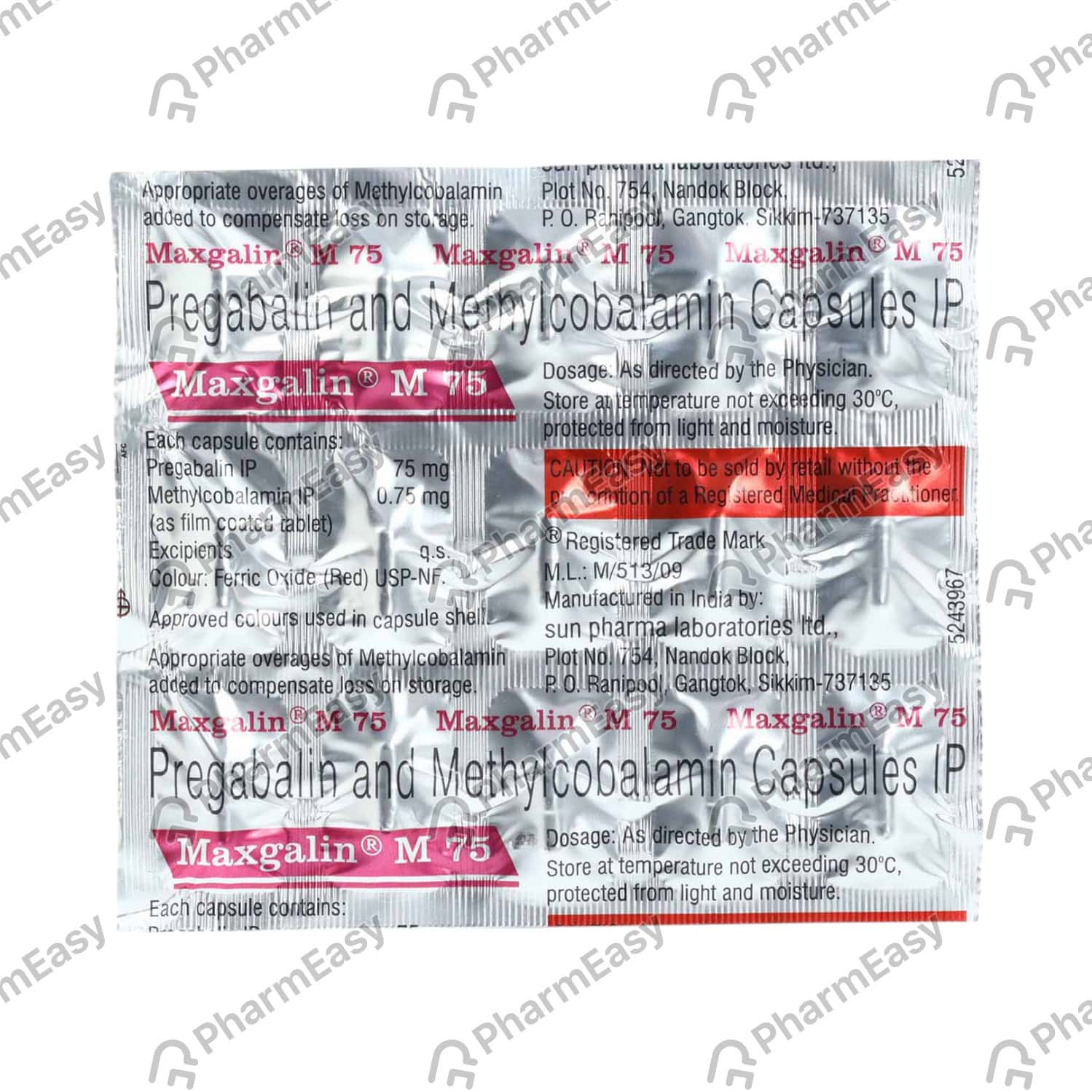 Maxgalin M 75mg Strip Of 15 Capsules: Uses, Side Effects, Price ...