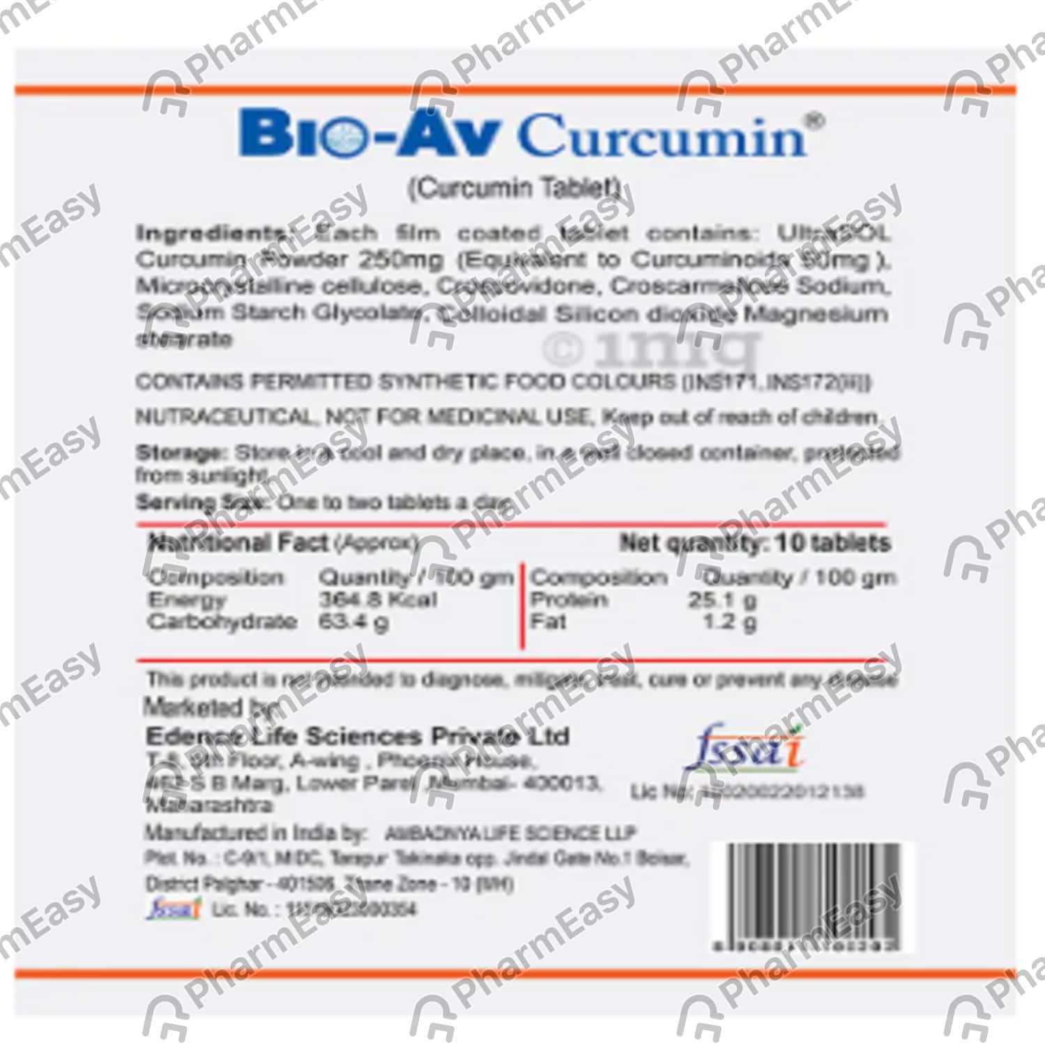Buy BIO AV CURCUMIN 250MG BOTTLE OF 30 TABLETS Online & Get Upto 60% ...