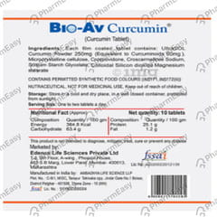 Buy BIO AV CURCUMIN 250MG BOTTLE OF 30 TABLETS Online & Get Upto 60% ...