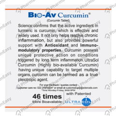 Buy BIO AV CURCUMIN 250MG BOTTLE OF 30 TABLETS Online & Get Upto 60% ...