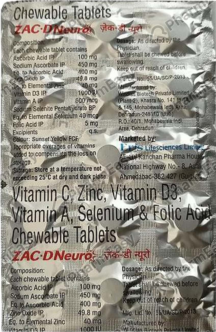 Buy ZAC D STRIP OF 15 CHEWABLE TABLETS Online & Get Upto 60% OFF at ...