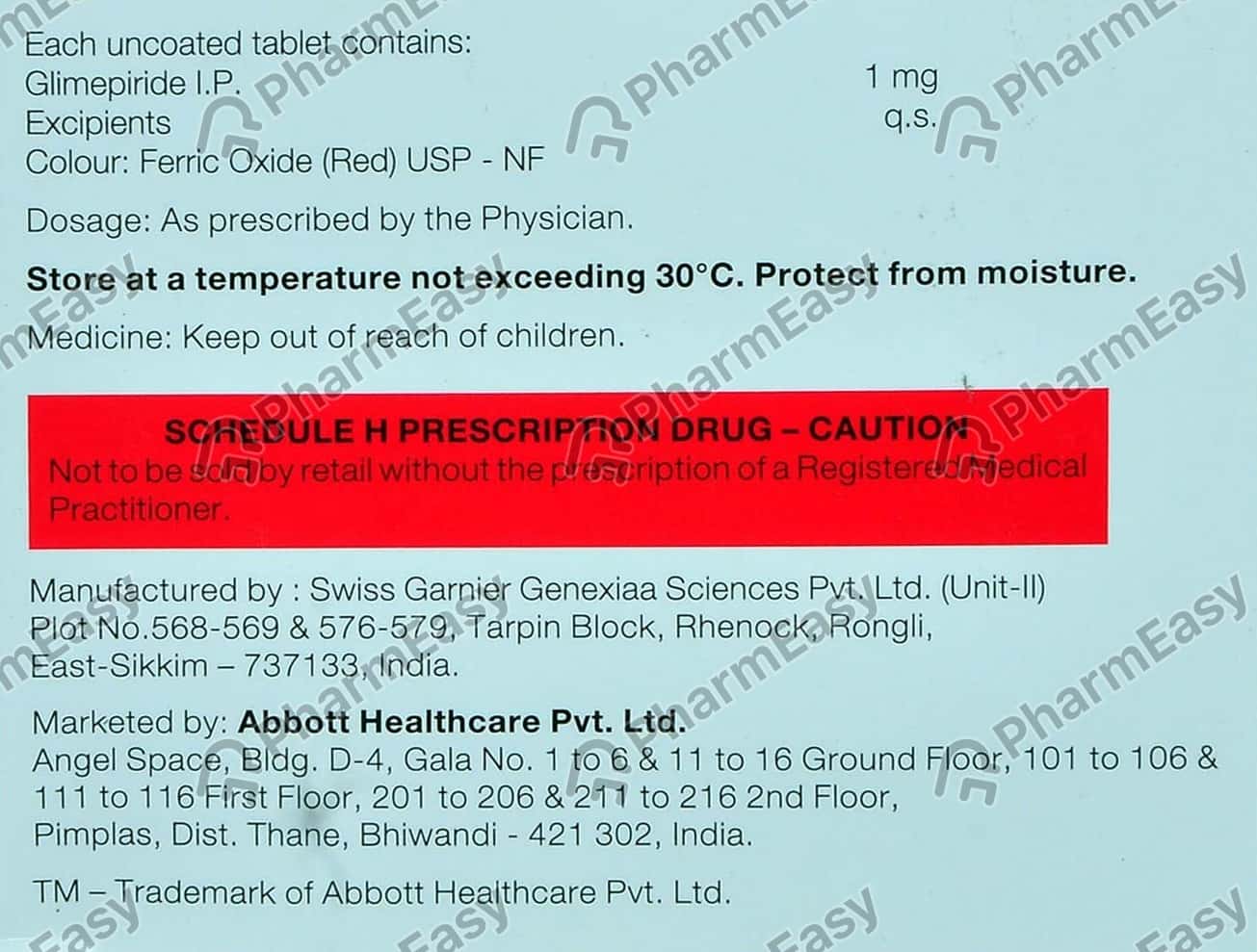 Glimer 1 MG Tablet (15): Uses, Side Effects, Price & Dosage | PharmEasy