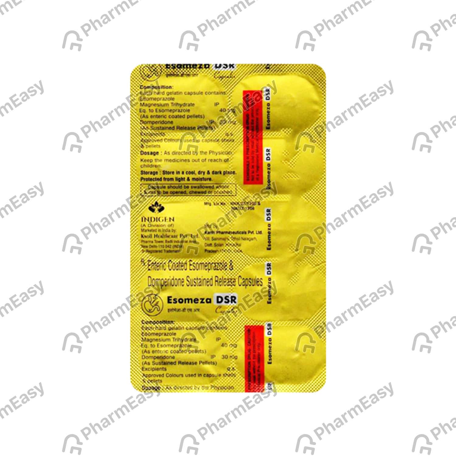 Esomeza Dsr Strip Of 10 Capsules: Uses, Side Effects, Price & Dosage ...