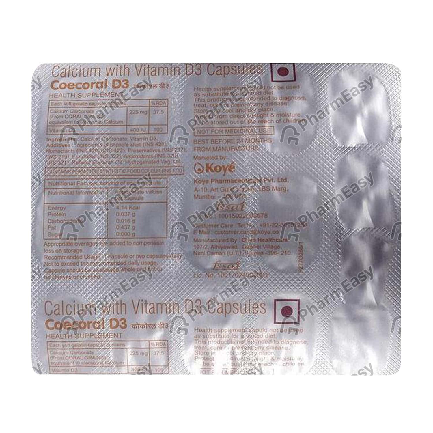 Coecoral D3 Strip Of 15 Capsules - Uses, Side Effects, Dosage ...
