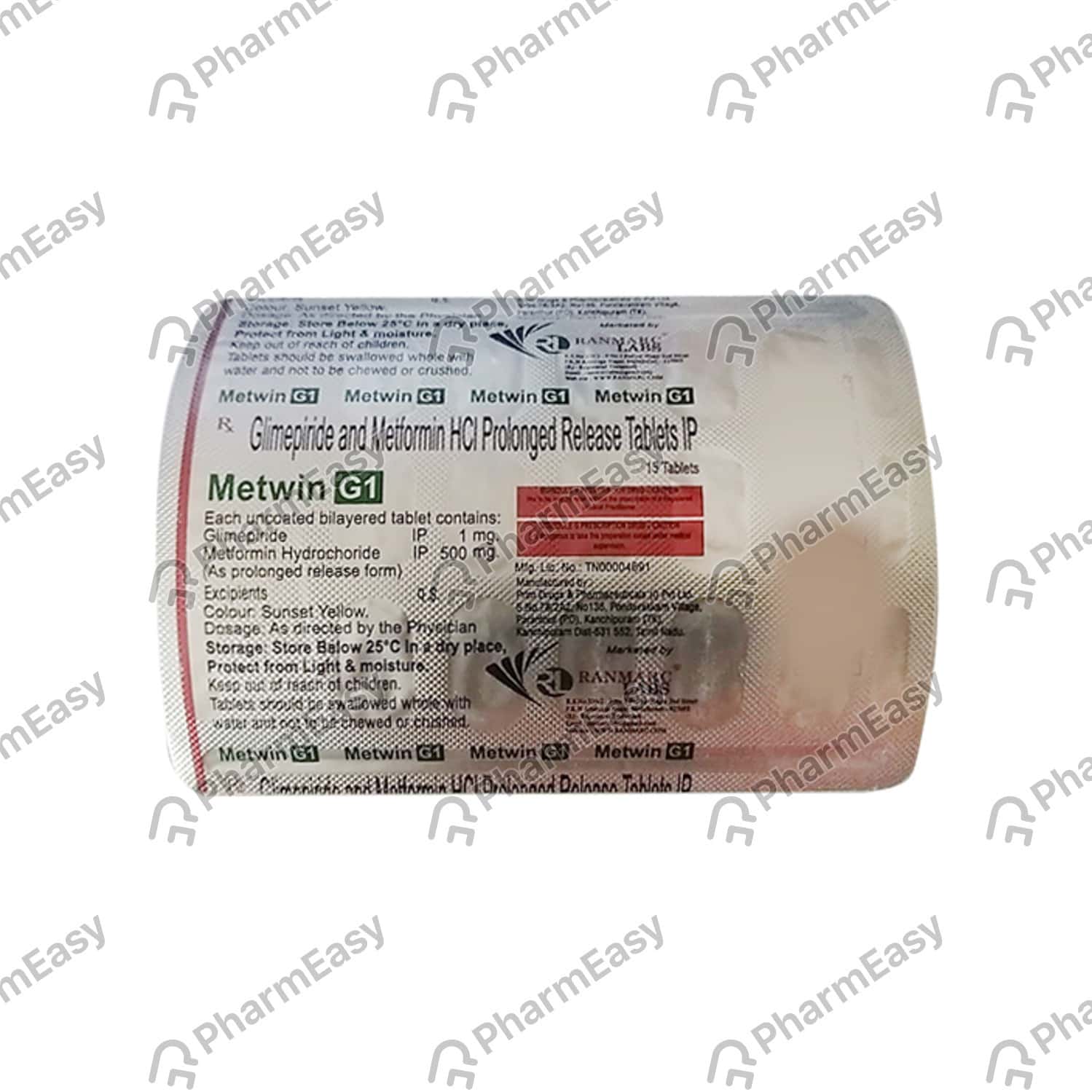 Metwin G 1/500mg Strip Of 15 Tablets: Uses, Side Effects, Price ...