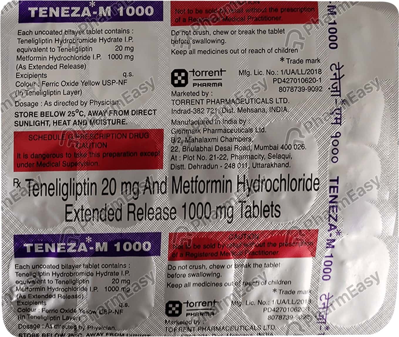 Teneza M 1000mg Strip Of 15 Tablets: Uses, Side Effects, Price & Dosage ...