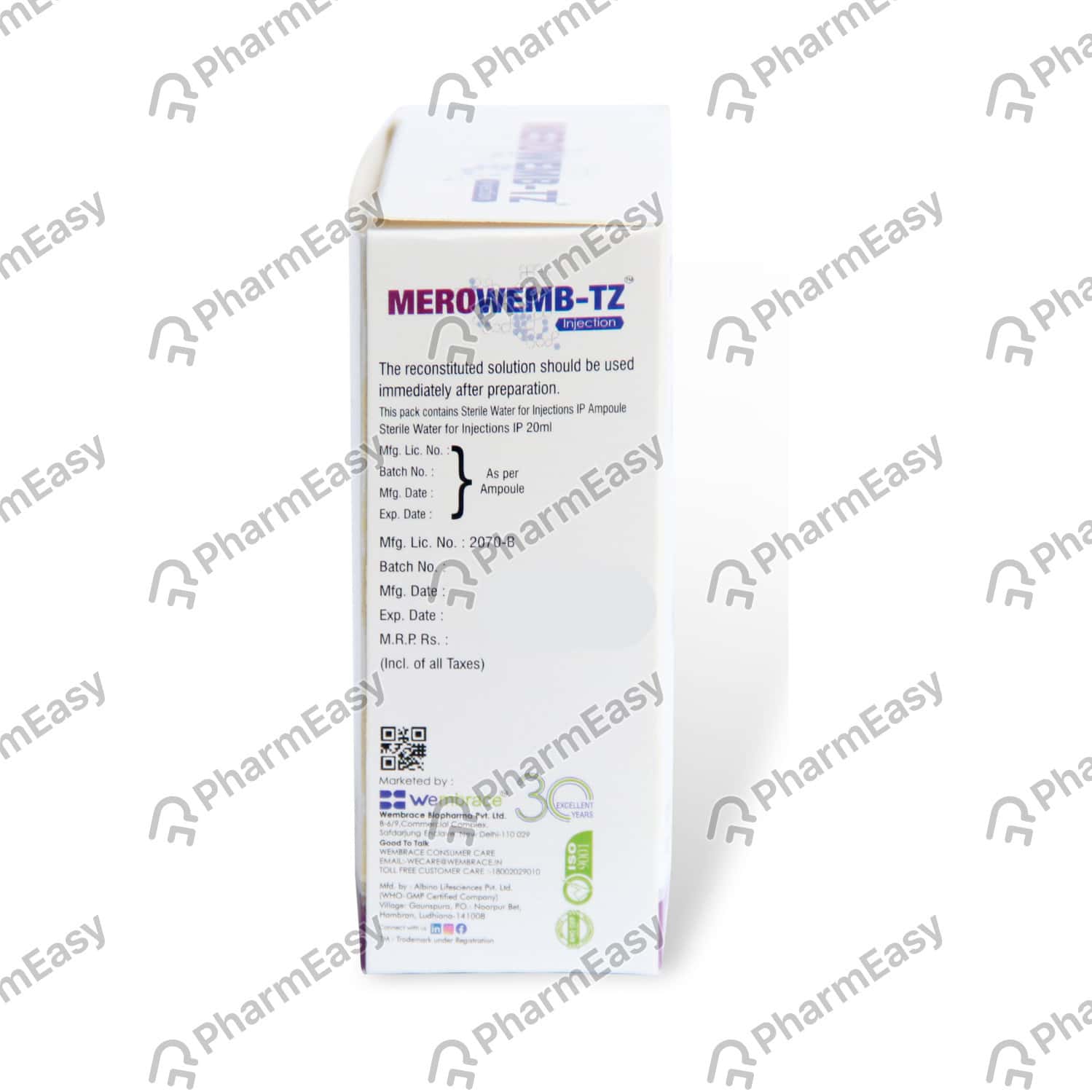 Buy Merowemb Tz 1.125gm Dry Vial Of 1 Powder For Injection Online at ...