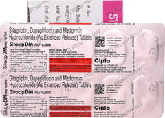 Sitacip Dm 100/10/500mg Strip Of 10 Tablets: Uses, Side Effects, Price ...
