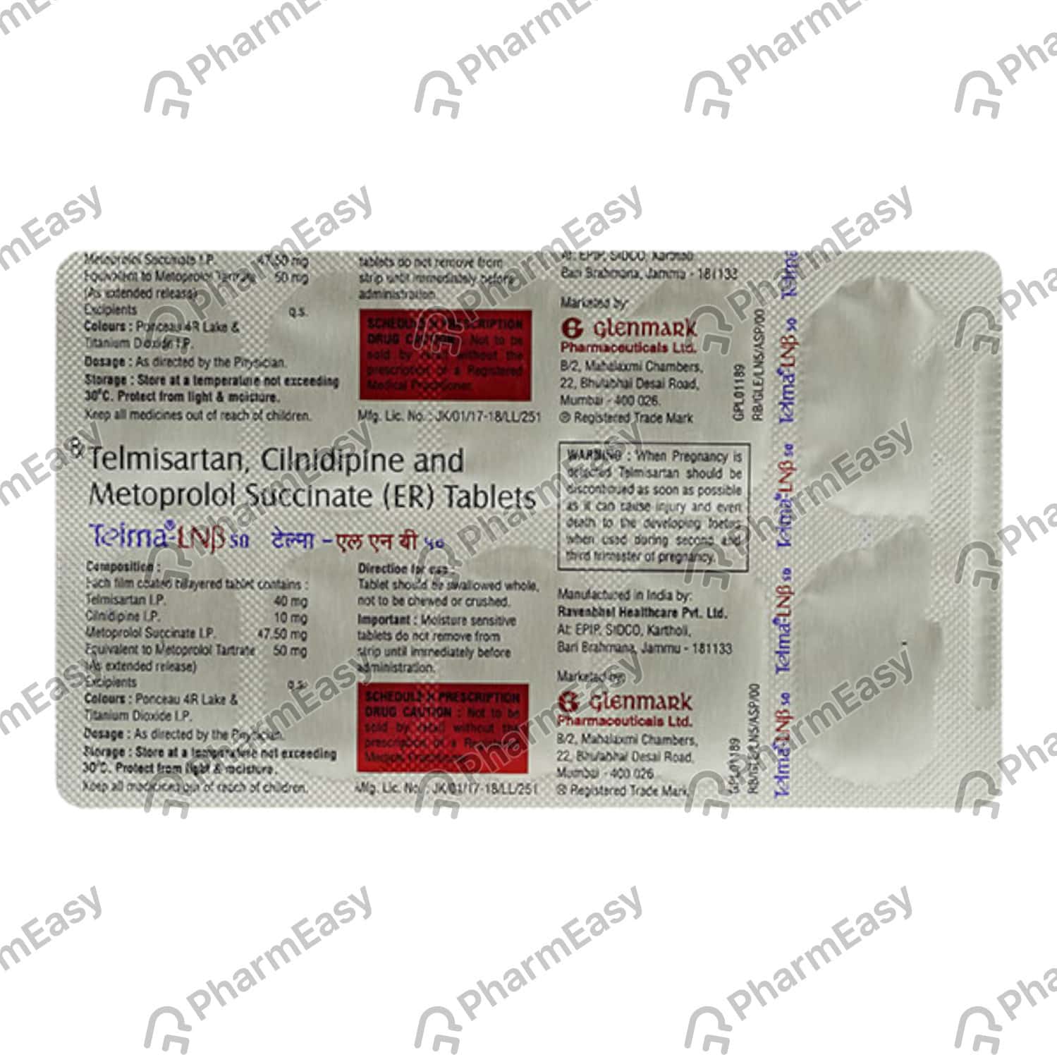 Telma Lnb 50mg Strip Of 10 Tablets: Uses, Side Effects, Price & Dosage ...