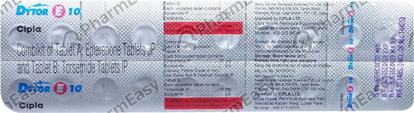 Dytor E 10mg Combikit Strip Of 20 Tablet Combikits: Uses, Side Effects ...