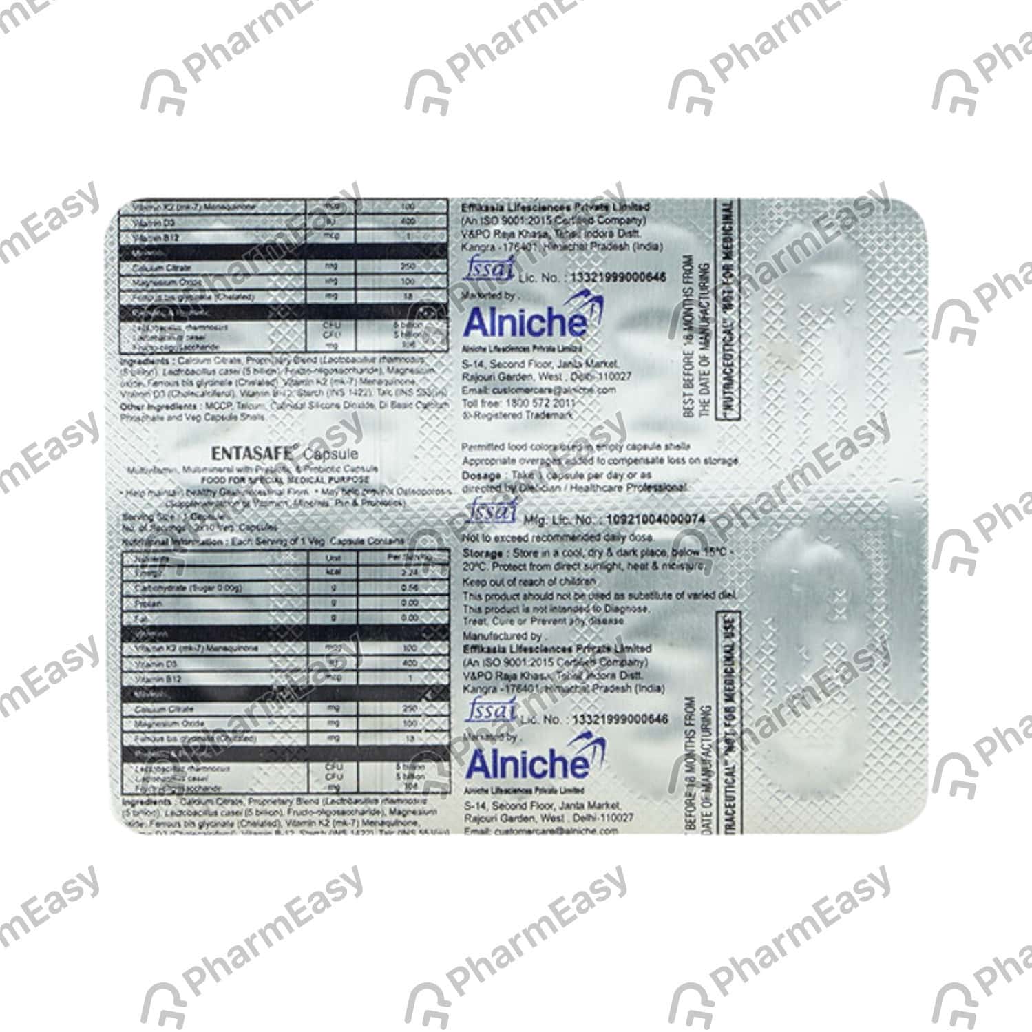 Buy Entasafe Strip Of 10 Capsules Online at Flat 15% OFF | PharmEasy