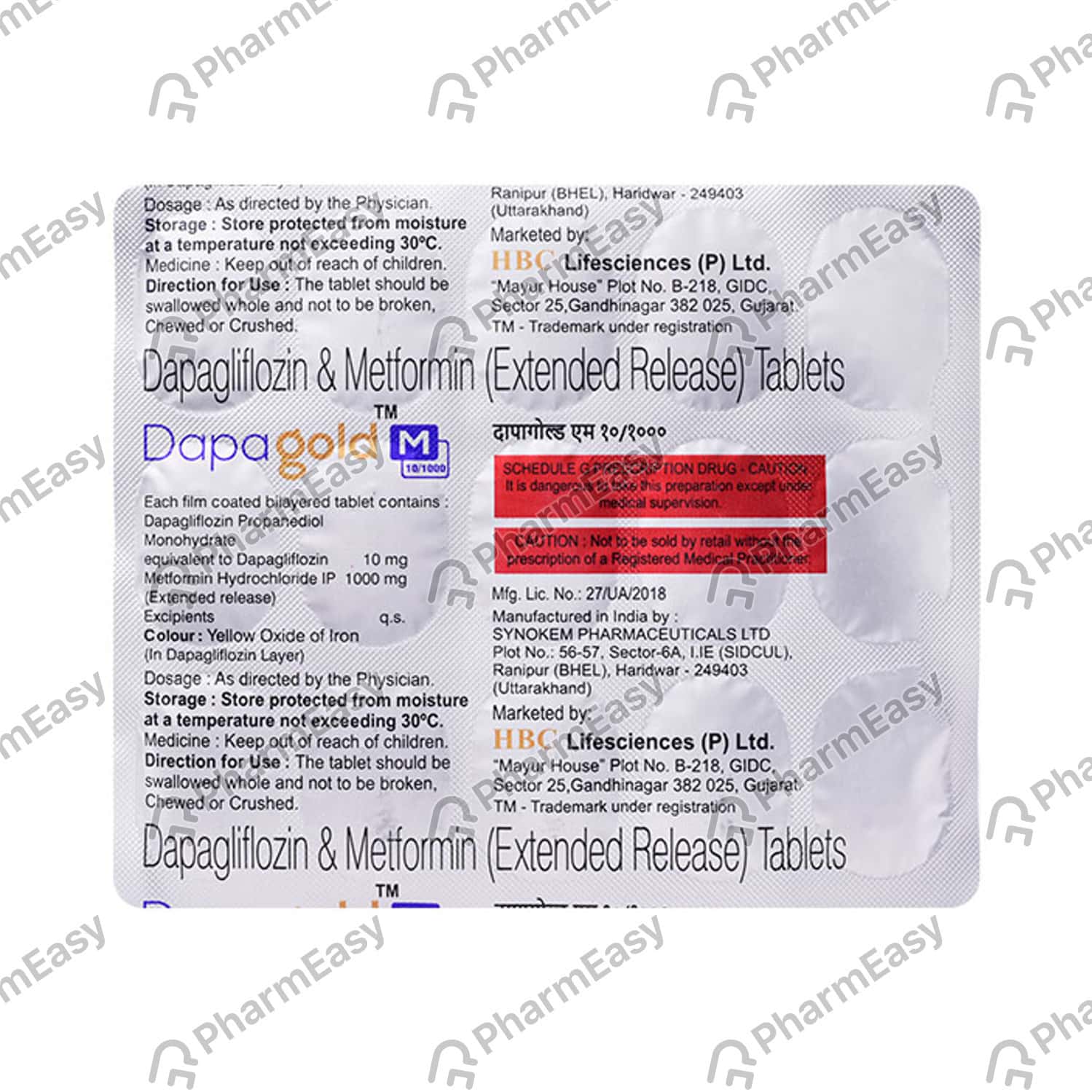 Dapagold M 10/1000mg Strip Of 15 Tablets: Uses, Side Effects, Price ...