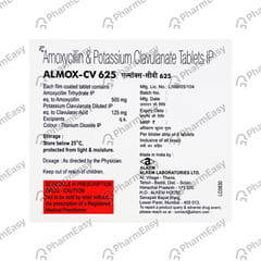 Almox Cv 625mg Strip Of 10 Tablets: Uses, Side Effects, Price & Dosage ...