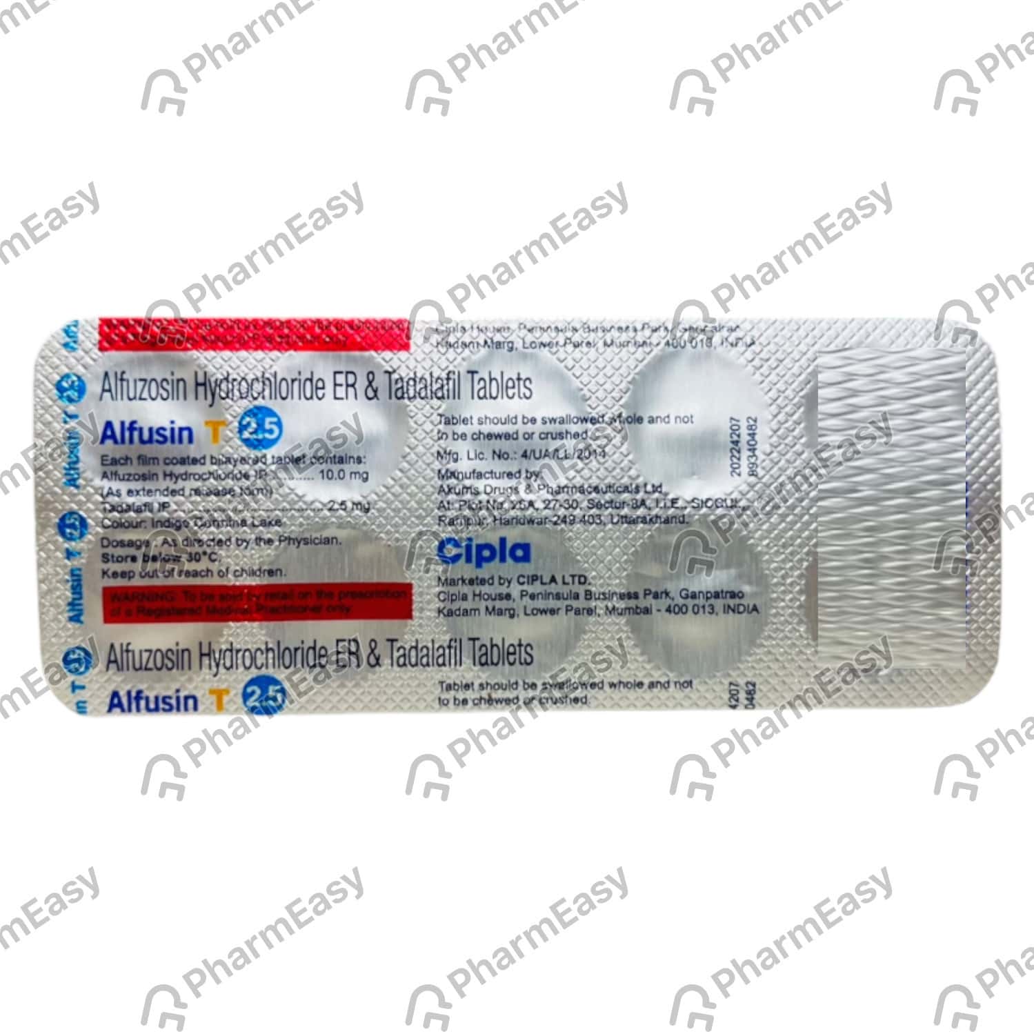 Buy Alfusin T 2.5mg Strip Of 10 Tablets Online at Flat 15% OFF | PharmEasy