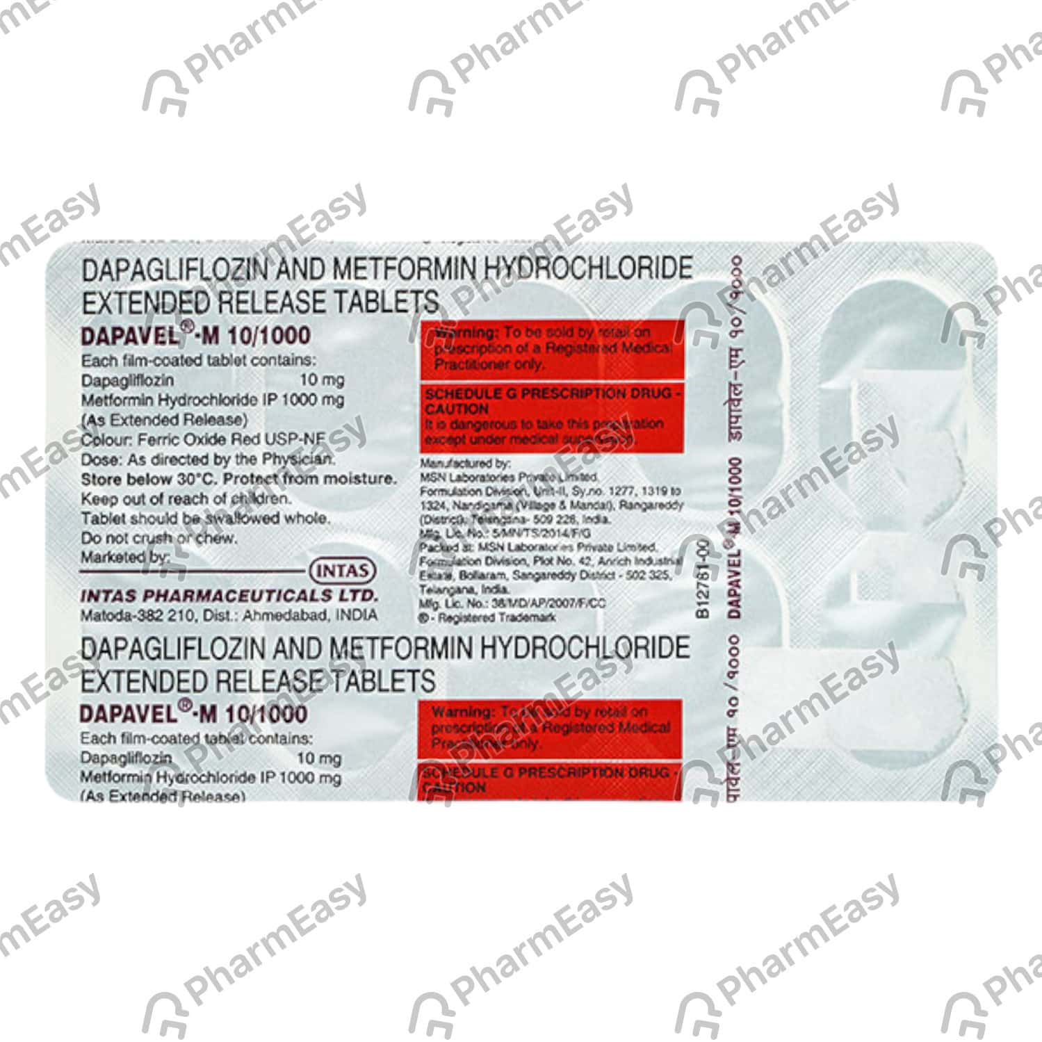 Dapavel M 10/1000mg Strip Of 10 Tablets: Uses, Side Effects, Price & Dosage | PharmEasy