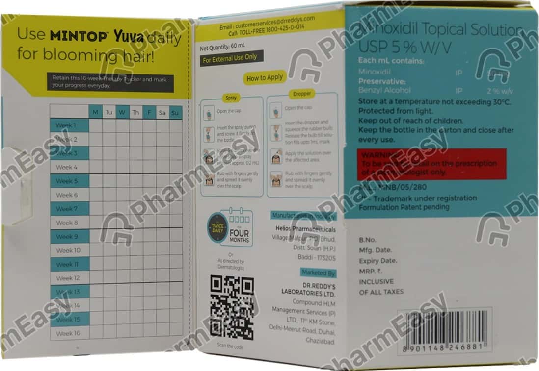 Mintop Yuva 5 %W/V Skin Solution (60): Uses, Side Effects, Price ...