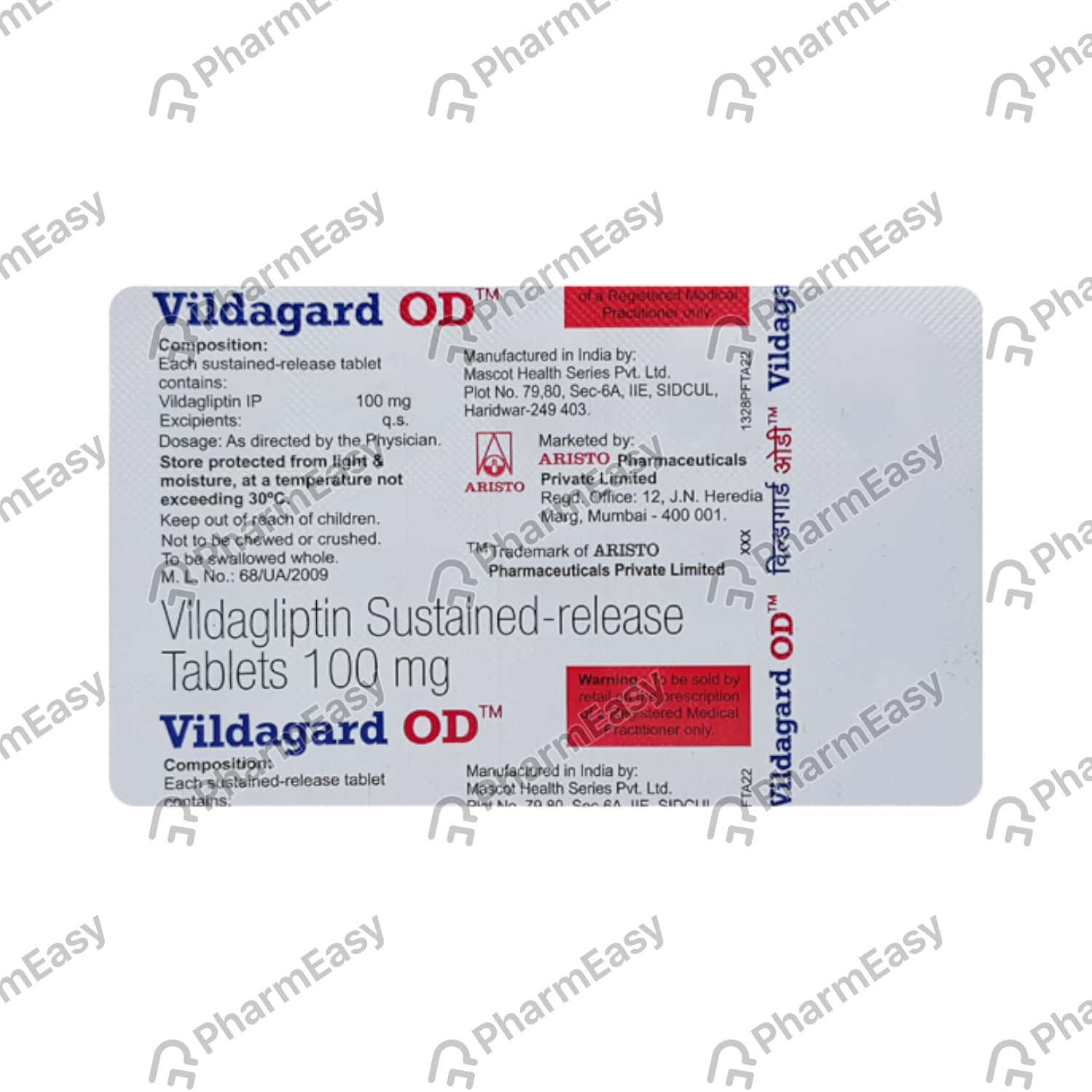 Buy Vildagard Od 100 MG Tablet (15) Online at Flat 15% OFF | PharmEasy