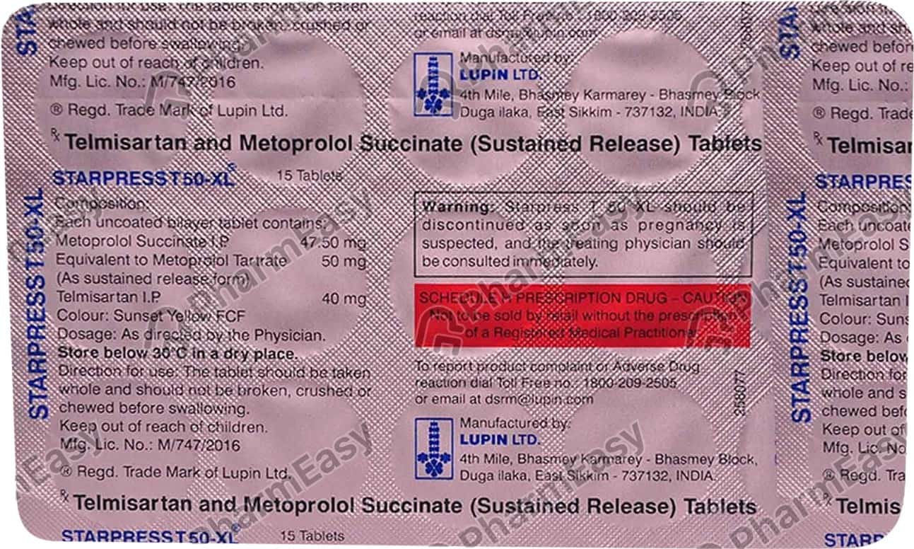 Starpress T50 Xl Tablet 15'S: Uses, Side Effects, Price & Dosage ...