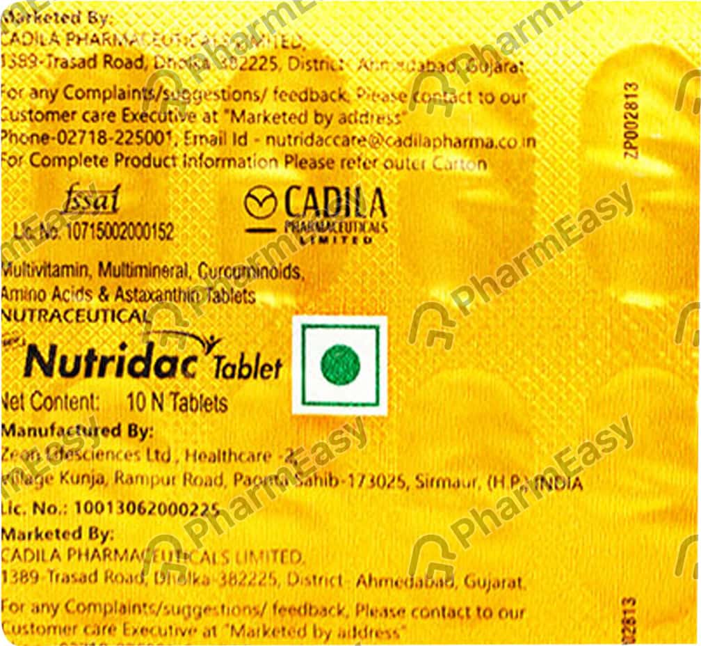 Buy Nutridac 0 MG Tablet (10) Online at Flat 15% OFF | PharmEasy