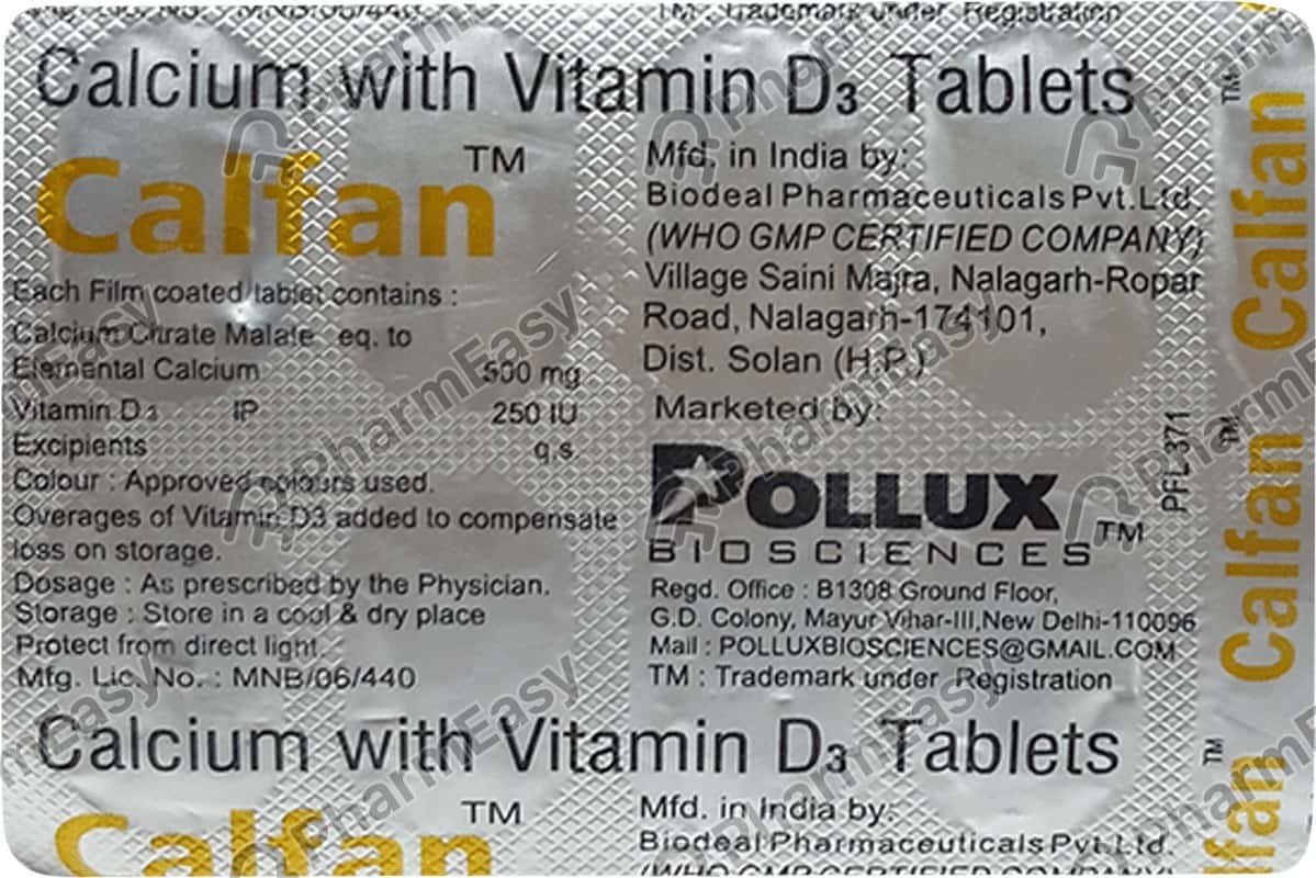 Calfan Strip Of 10 Tablets: Uses, Side Effects, Price & Dosage | PharmEasy