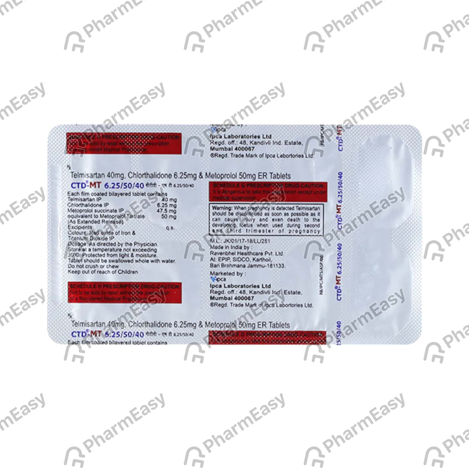Buy Ctd Mt 6.25/50/40mg Strip Of 10 Tablets Online at Flat 15% OFF ...