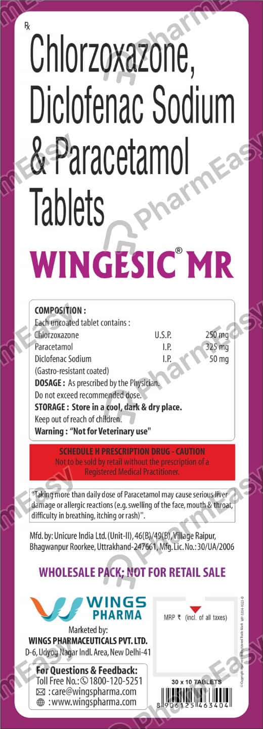 Wingesic Mr Strip Of 10 Tablets: Uses, Side Effects, Price & Dosage ...