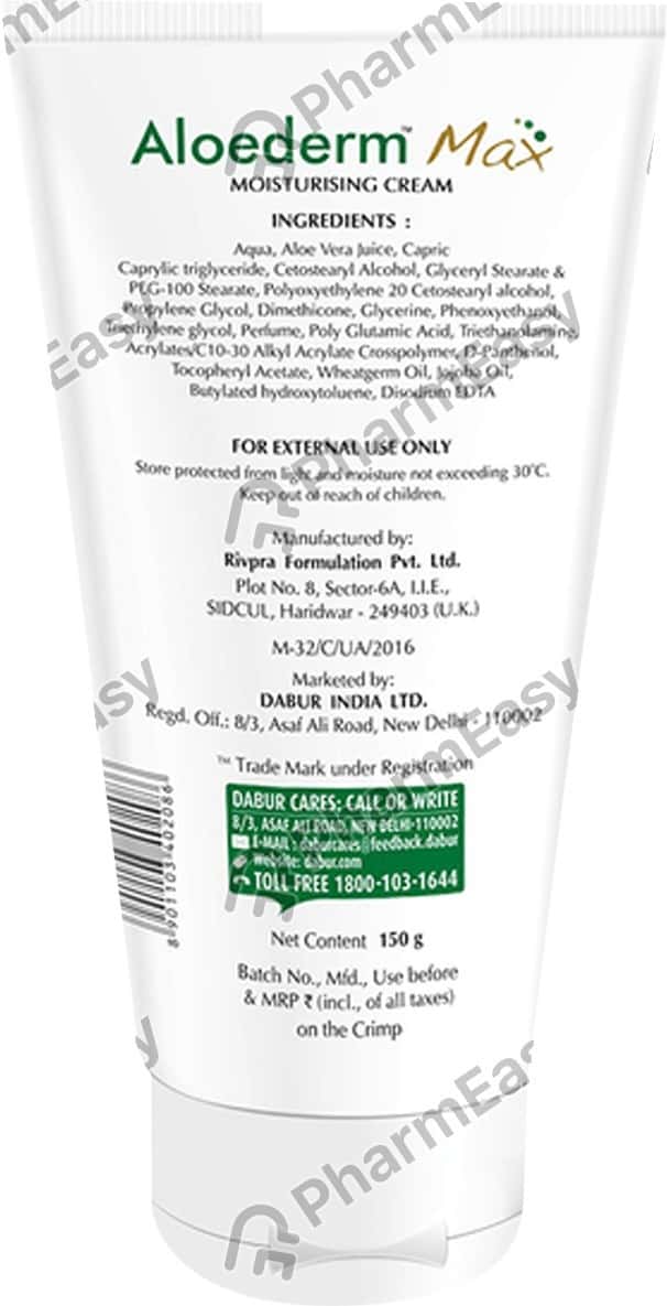 Buy ALOEDERM MAX TUBE OF 150GM CREAM Online & Get Upto 60% OFF at PharmEasy