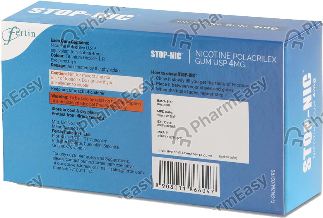 Stop Nic 4 MG Chewing Gum (50): Uses, Side Effects, Price & Dosage ...