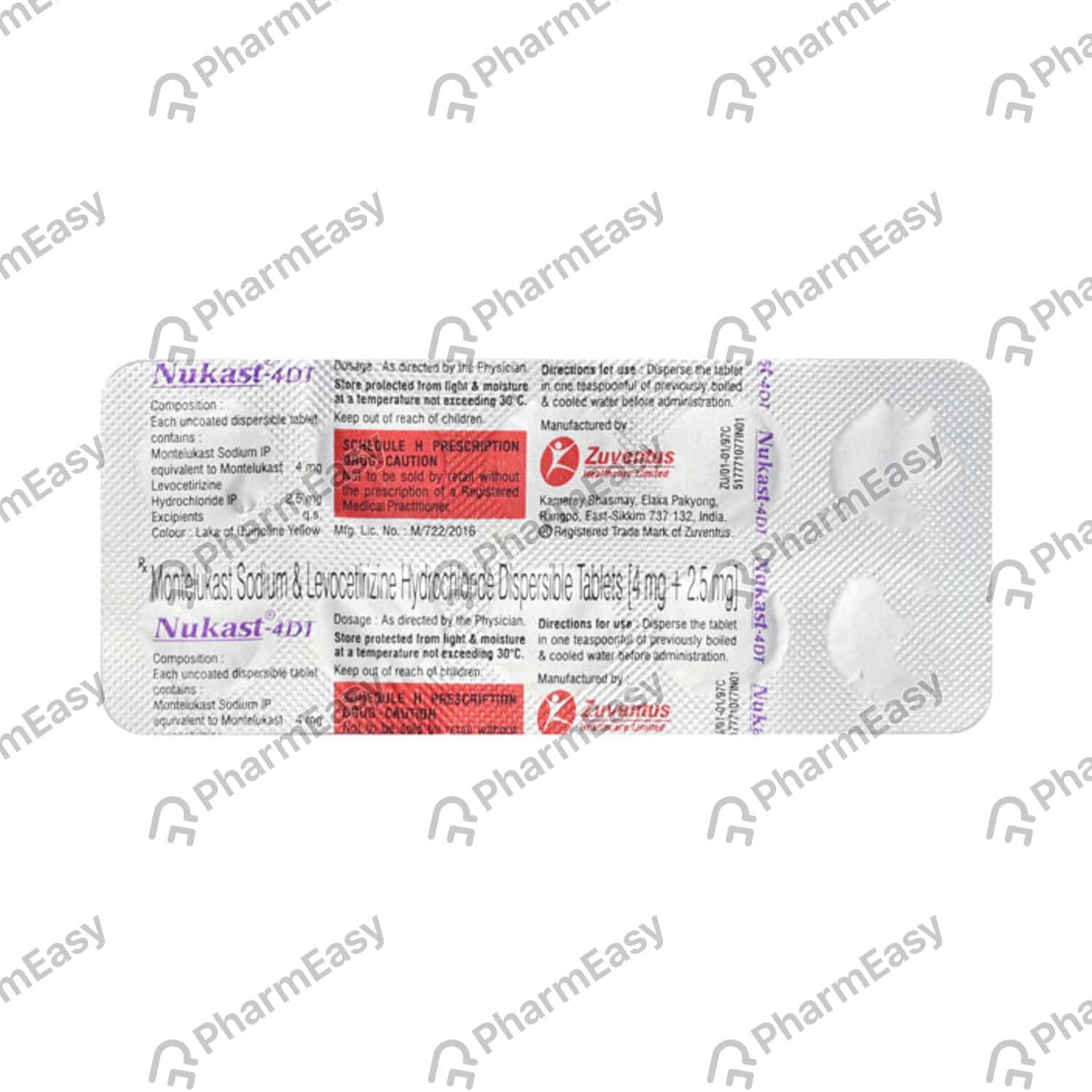 Nukast 4mg Dt Strip Of 10 Tablets: Uses, Side Effects, Price & Dosage ...