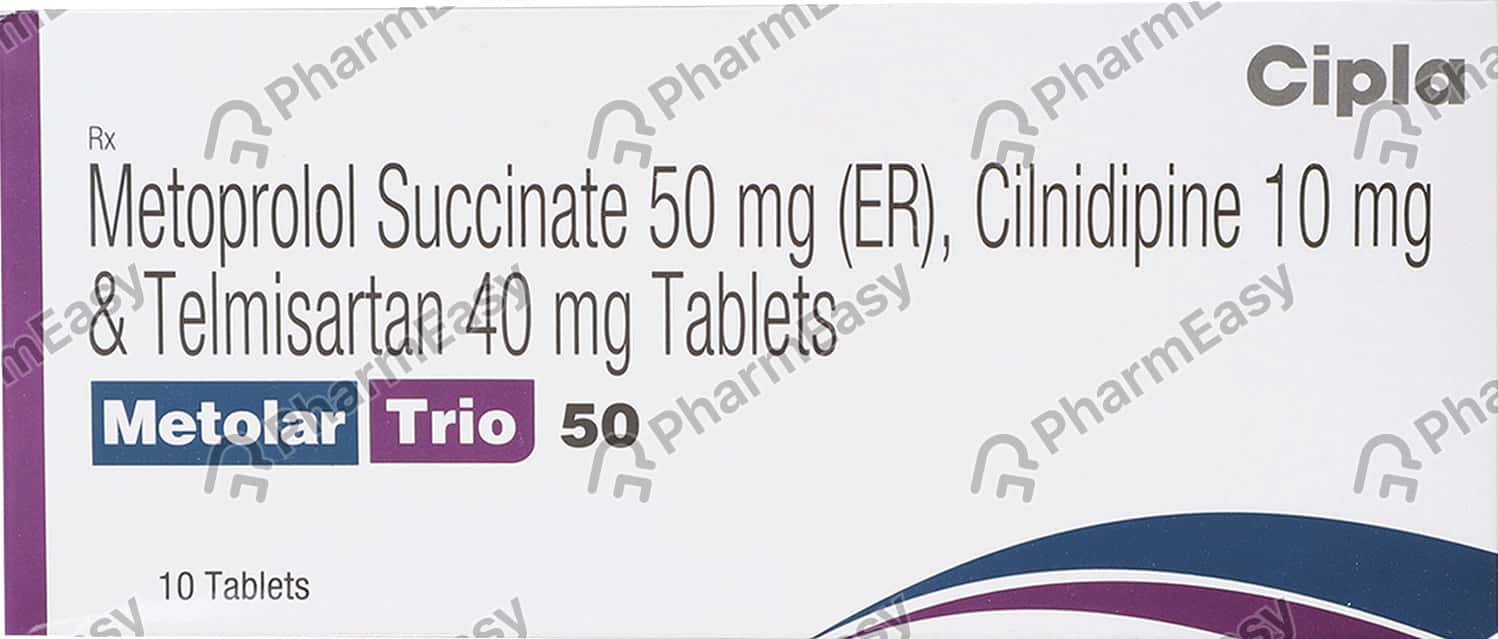 Metolar Trio 50mg Strip Of 10 Tablets: Uses, Side Effects, Price ...