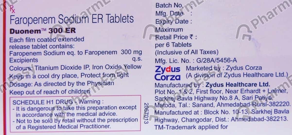 Duonem Er 300 MG Tablet (10): Uses, Side Effects, Price & Dosage ...