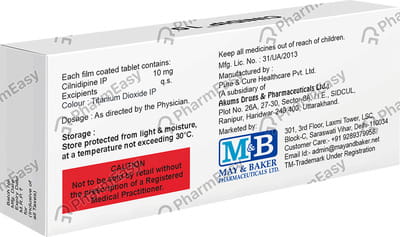 Cinidip 10 MG Tablet (10): Uses, Side Effects, Price & Dosage | PharmEasy