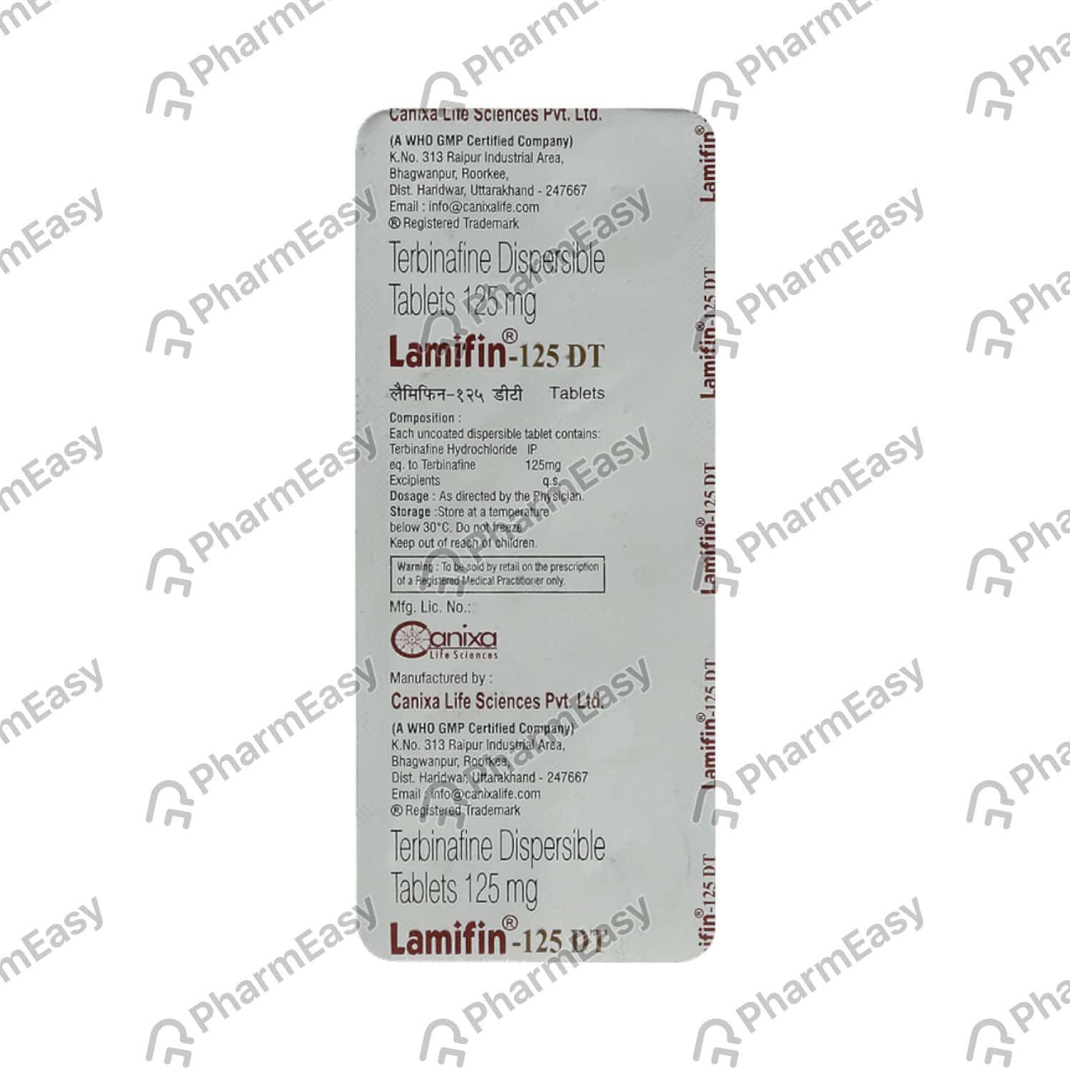 Lamifin Dt 125 MG Tablet (10): Uses, Side Effects, Price & Dosage ...