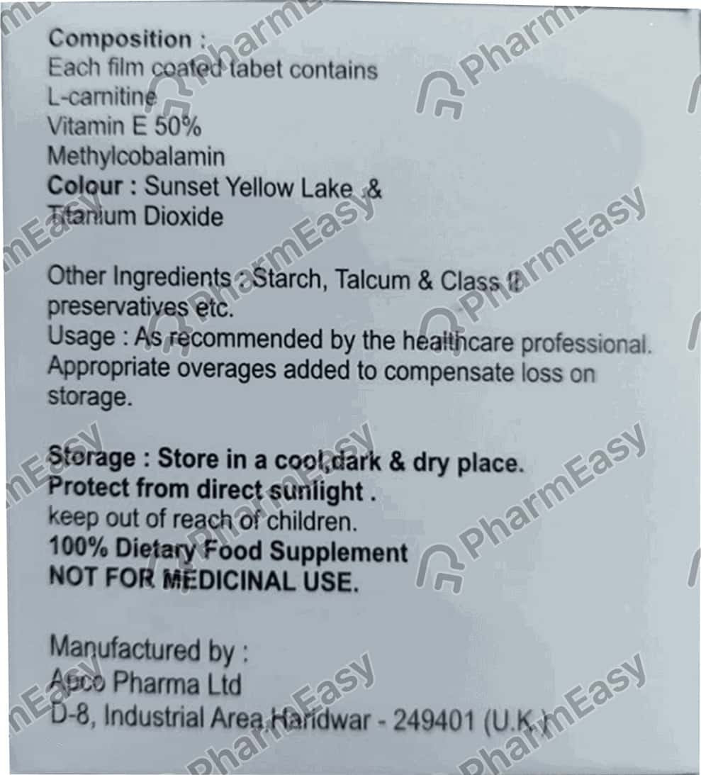 Carnimet E Strip Of 10 Tablets: Uses, Side Effects, Price & Dosage ...